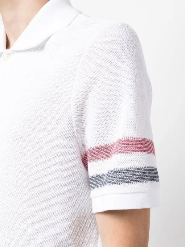 Thom Browne Rwb Stripe Cotton Polo Shirt - White