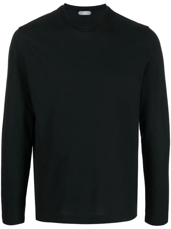 ZANONE Long-sleeved Cotton T-shirt - Black