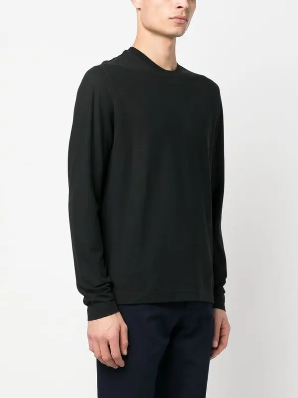ZANONE Long-sleeved Cotton T-shirt - Black