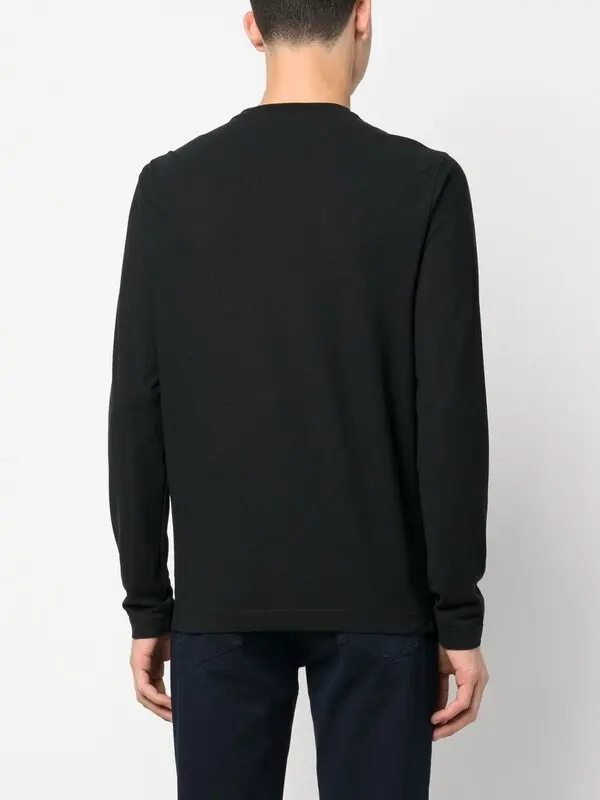 ZANONE Long-sleeved Cotton T-shirt - Black