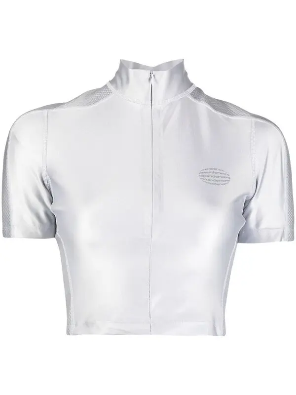 トップス Alexander Wang rash guard half-zip top Alexander Wang Rash Guard Half-Zip Top - Silver | Editorialist