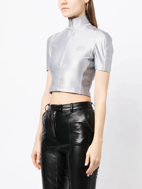 トップス Alexander Wang rash guard half-zip top Alexander Wang Rash Guard Half-Zip Top - Silver | Editorialist