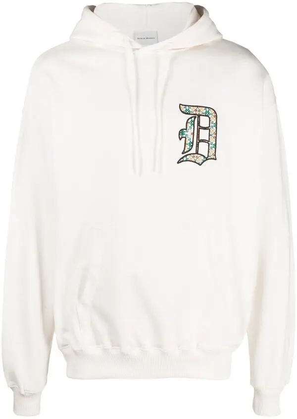Drole De Monsieur Logo-embroidery Cotton Hoodie - Neutrals