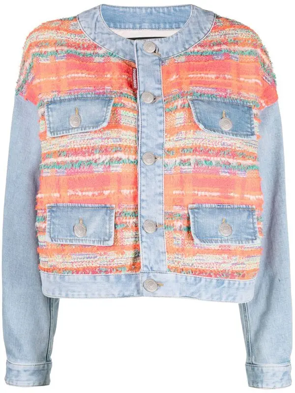 Dsquared2 Panelled Denim Jacket - Orange