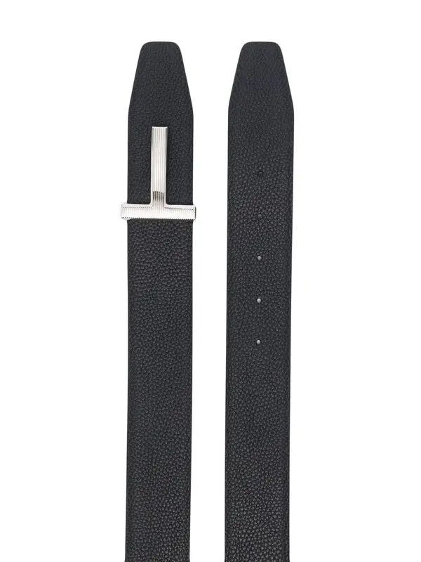 TOM FORD Grained Leather Belt With Logo Buckle
