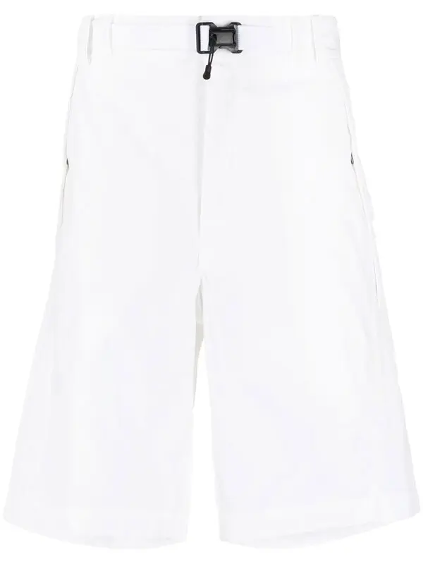 C.P. COMPANY Logo-print Belted-waist Shorts - White