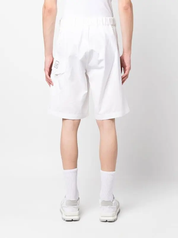 C.P. COMPANY Logo-print Belted-waist Shorts - White
