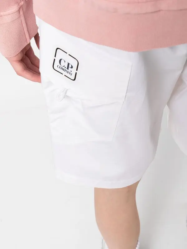 C.P. COMPANY Logo-print Belted-waist Shorts - White