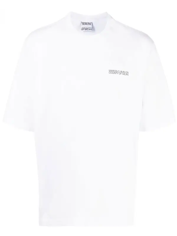 COUNTY OF MILAN Tempera Cross Over Print T-shirt - White