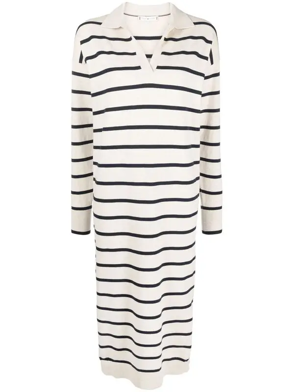 Tommy Hilfiger Striped Knit Midi Dress - Neutrals