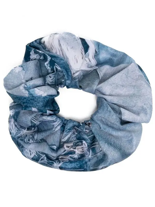 Natasha Zinko Denim-print Scrunchie - Blue
