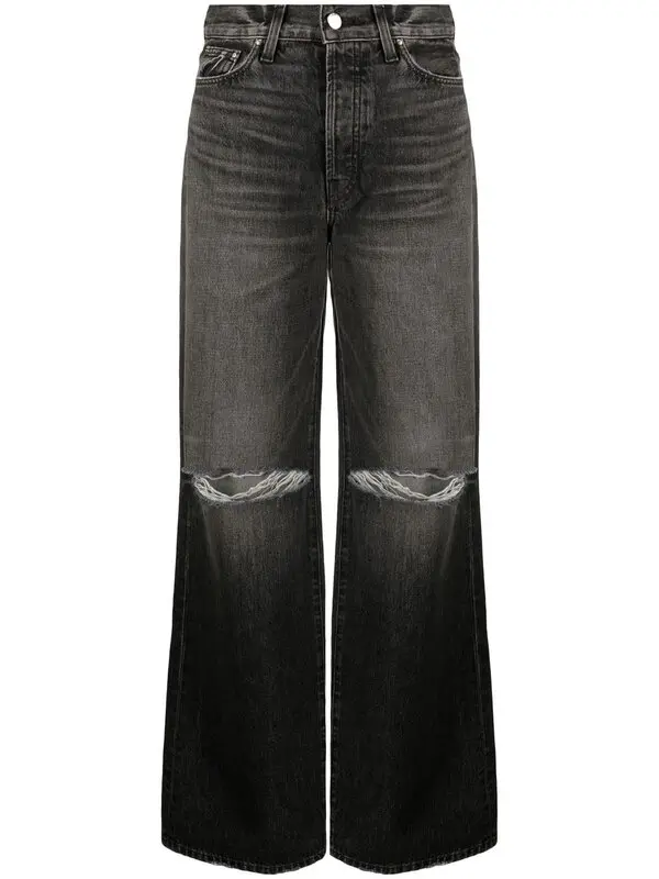 Amiri Distressed Wide-leg Jeans - Grey