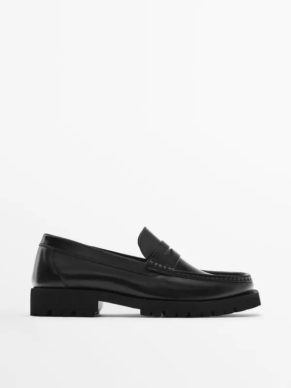 Massimo Dutti Nappa Leather Loafers Studio In Black - 40  display picture 3