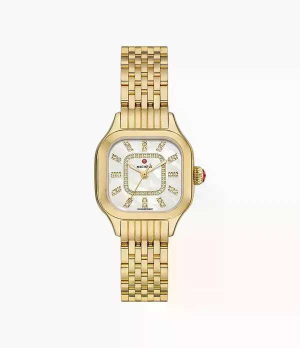 Michele Meggie Diamond Dial Watch - 18k Gold-plated