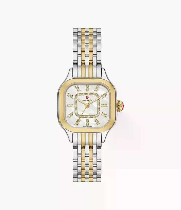 Michele Meggie Two-tone Diamond Dial Watch - 18k 2-tone Gold-plated