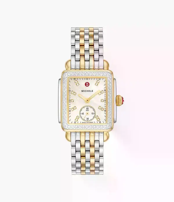 Michele Deco Mid Two-tone Diamond Watch - 18k 2-tone Gold-plated