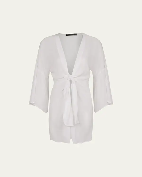 VIX PAULA HERMANNY Solid Perola Knot Short Coverup - Off White