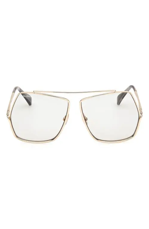Max Mara 64mm Geometric Full Rim Sunglasses - Gold/smoke