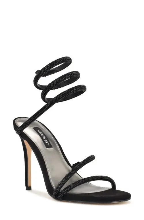 Nine West Maskill Rhinestone Ankle Wrap Sandals - Black 001