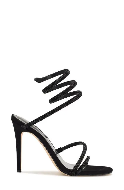 Nine West Maskill Rhinestone Ankle Wrap Sandals - Black 001