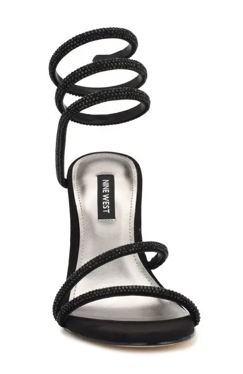 Nine West Maskill Rhinestone Ankle Wrap Sandals - Black 001