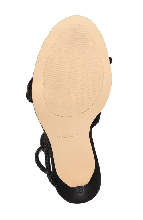 Nine West Maskill Rhinestone Ankle Wrap Sandals - Black 001