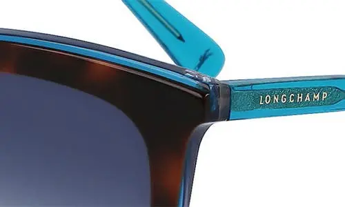 Longchamp 53mm Rectangular Sunglasses - Havana/ Azure