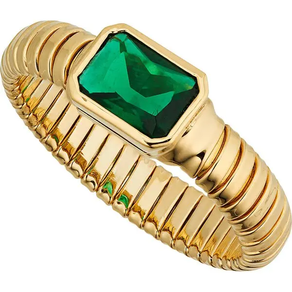 Nadri Omega Flex Ring - Gold With Emerald