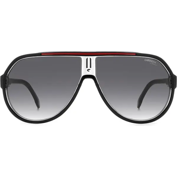 Carrera Eyewear 64mm Oversized Aviator Sunglasses - Black Red/grey Shaded