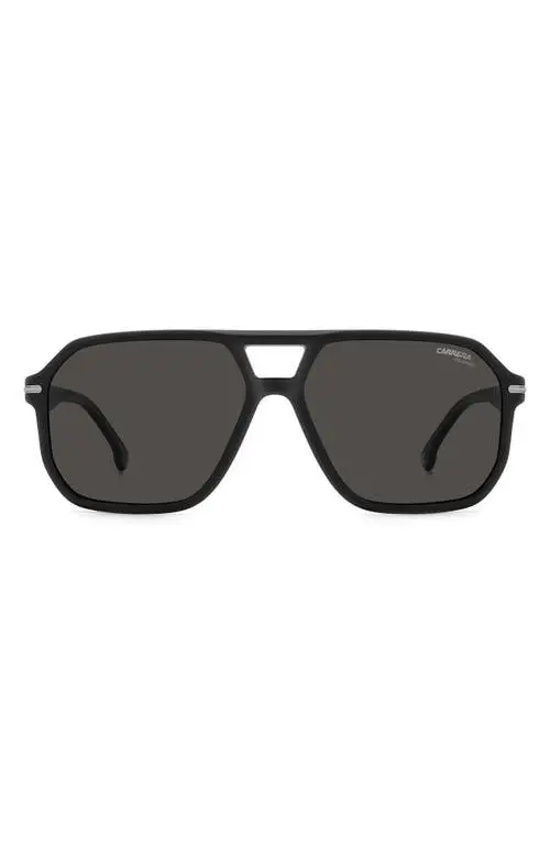 Carrera Eyewear 59mm Polarized Rectangular Sunglasses - Matte Black/gray Polar