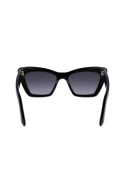 FERRAGAMO 55mm Rectangular Sunglasses - Black