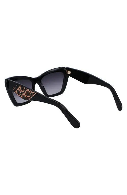 FERRAGAMO 55mm Rectangular Sunglasses - Black