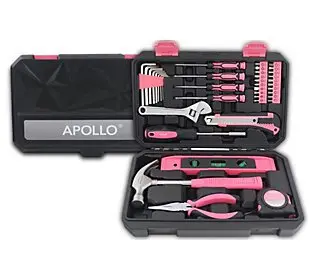 APOLLO 39 Piece Household Tool Kit Pink