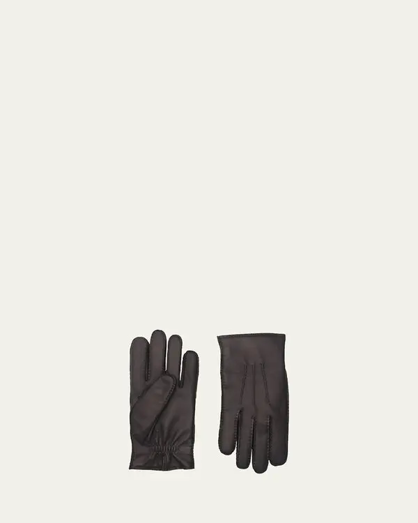 AGNELLE Patina Leather Gloves - Black