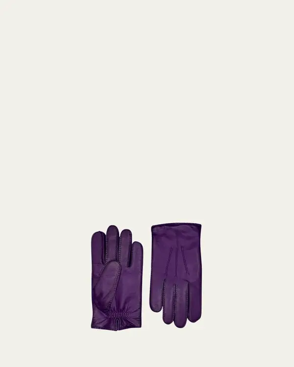 AGNELLE Patina Leather Gloves - Purple