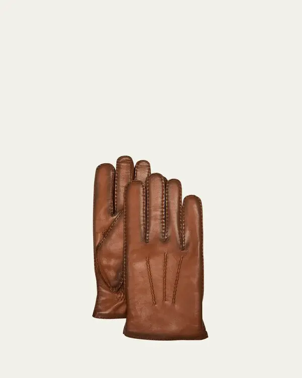 AGNELLE Patina Leather Gloves - Toscana Patine