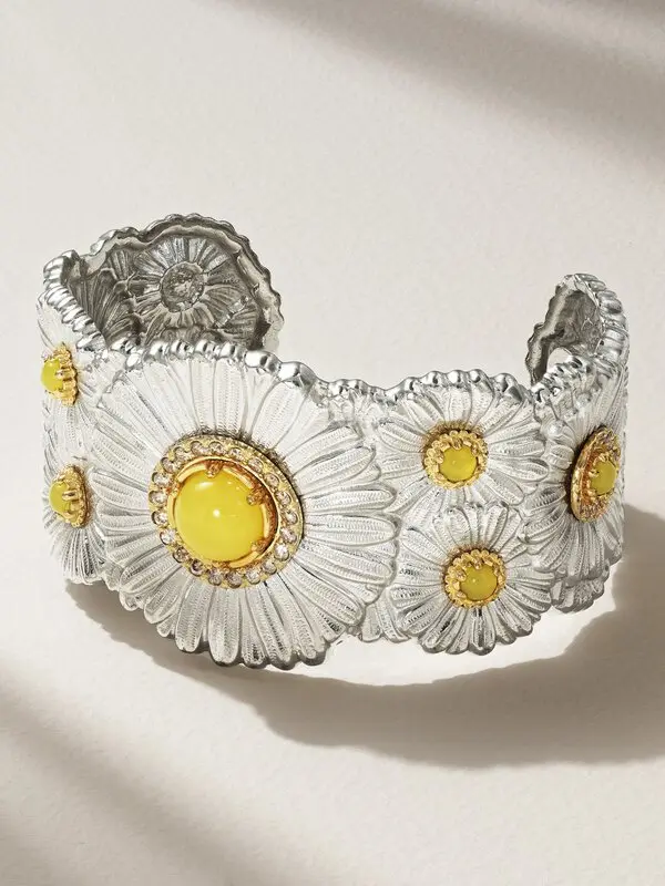 Buccellati Blossoms Daisy Agatha And Diamond Cuff - Silver