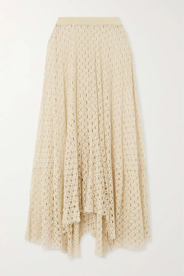 【PATBO】asymmetric crochet-knit maxi スカート Patbo Asymmetric Crochet-Knit Maxi Skirt - Sand | Editorialist