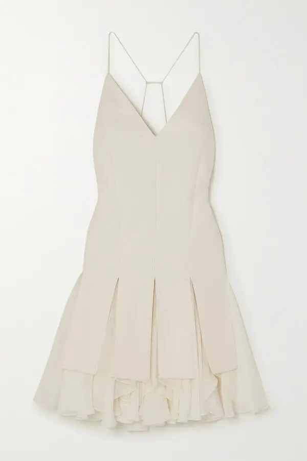 Khaite Teagan Ruffled Voile And Twill Mini Dress - Off-white
