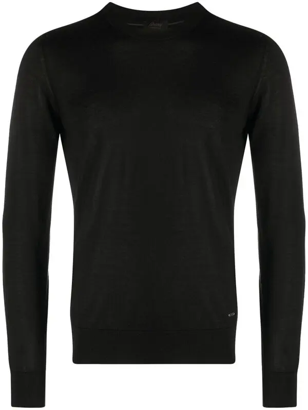 Brioni Crew-neck Cashmere-silk Jumper - Black