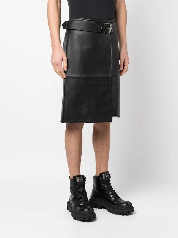 Moschino Belted-waist Leather Shorts