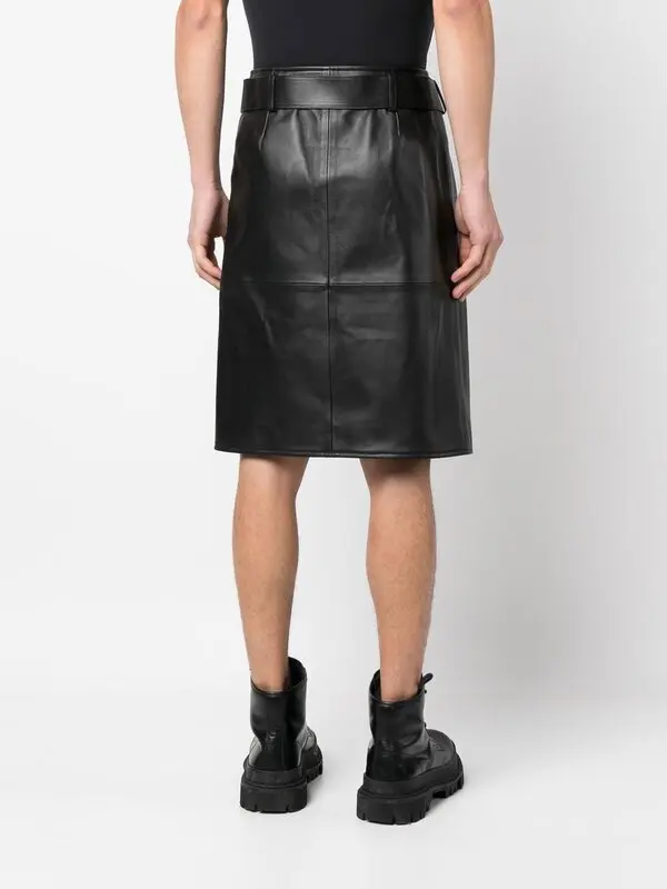 Moschino Belted-waist Leather Shorts