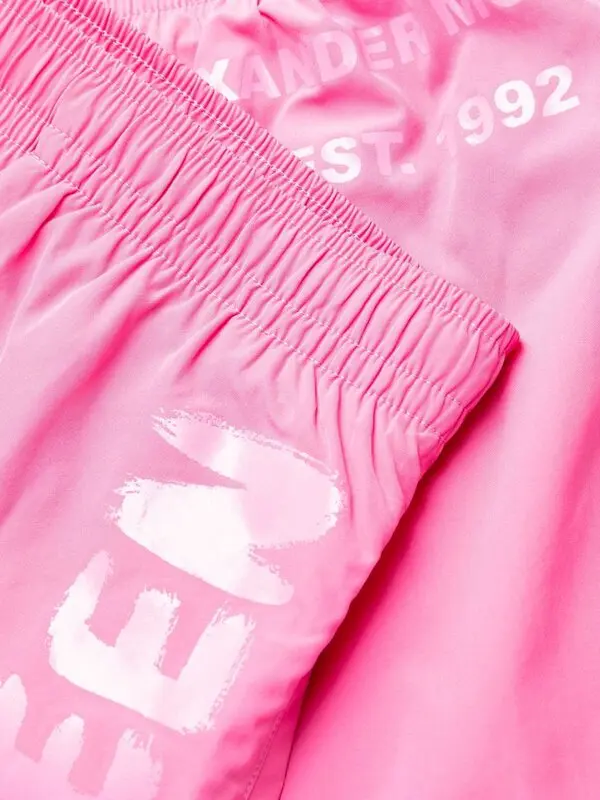 Alexander McQueen Logo-print Swim Shorts - Pink