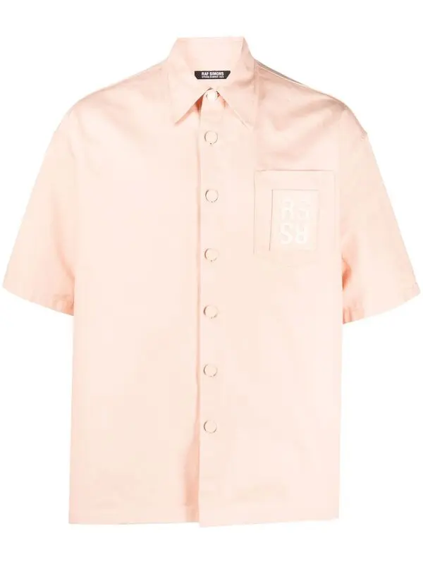 Raf Simons Logo-patch Cotton Shirt - Orange