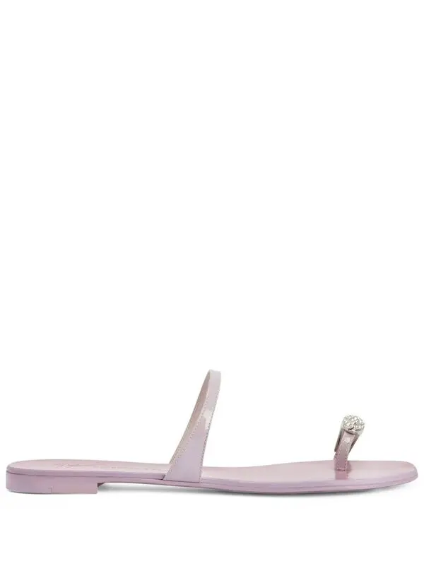GIUSEPPE ZANOTTI Crystal-embellished Flat Slides - Pink