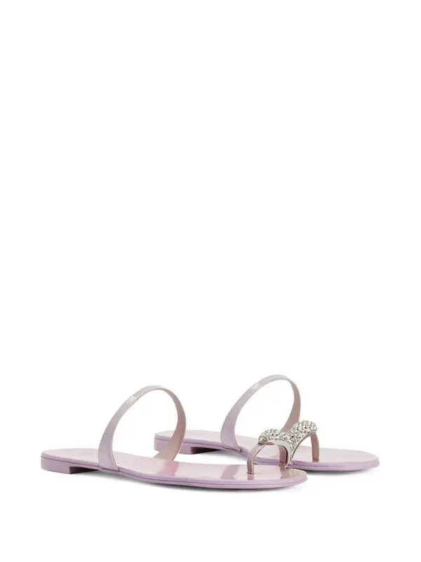 GIUSEPPE ZANOTTI Crystal-embellished Flat Slides - Pink