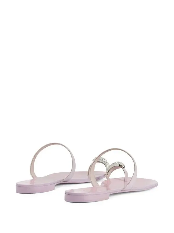 GIUSEPPE ZANOTTI Crystal-embellished Flat Slides - Pink