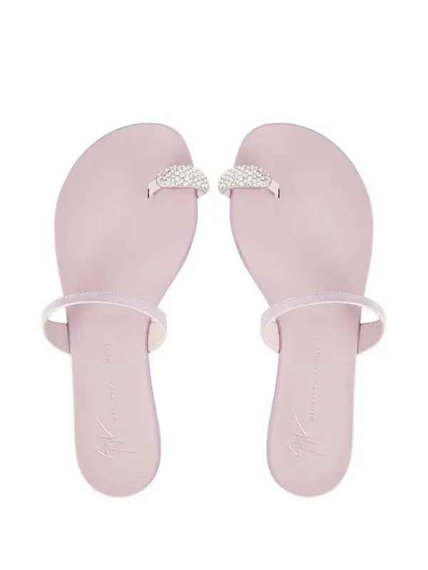 GIUSEPPE ZANOTTI Crystal-embellished Flat Slides - Pink