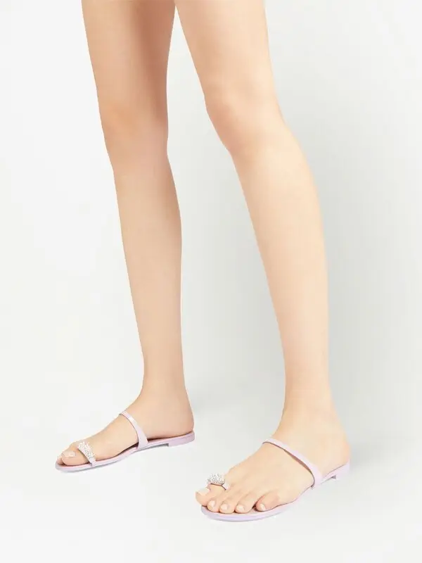 GIUSEPPE ZANOTTI Crystal-embellished Flat Slides - Pink