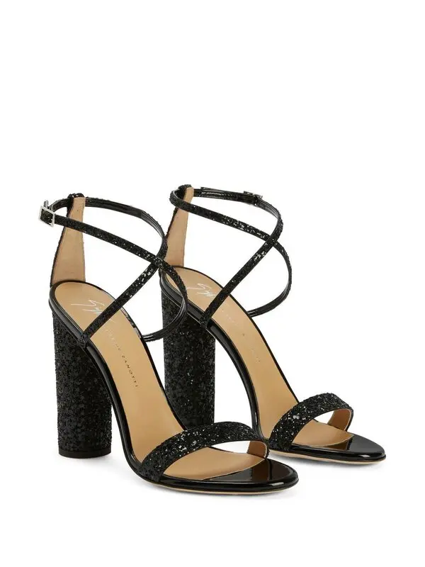 GIUSEPPE ZANOTTI 110mm Tara Glitter Sandals - Black